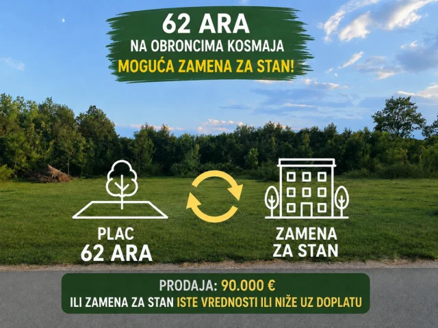 Prodajem ili menjam za stan gradjevinsko zemljište+šumu, na obroncima Kosmaja