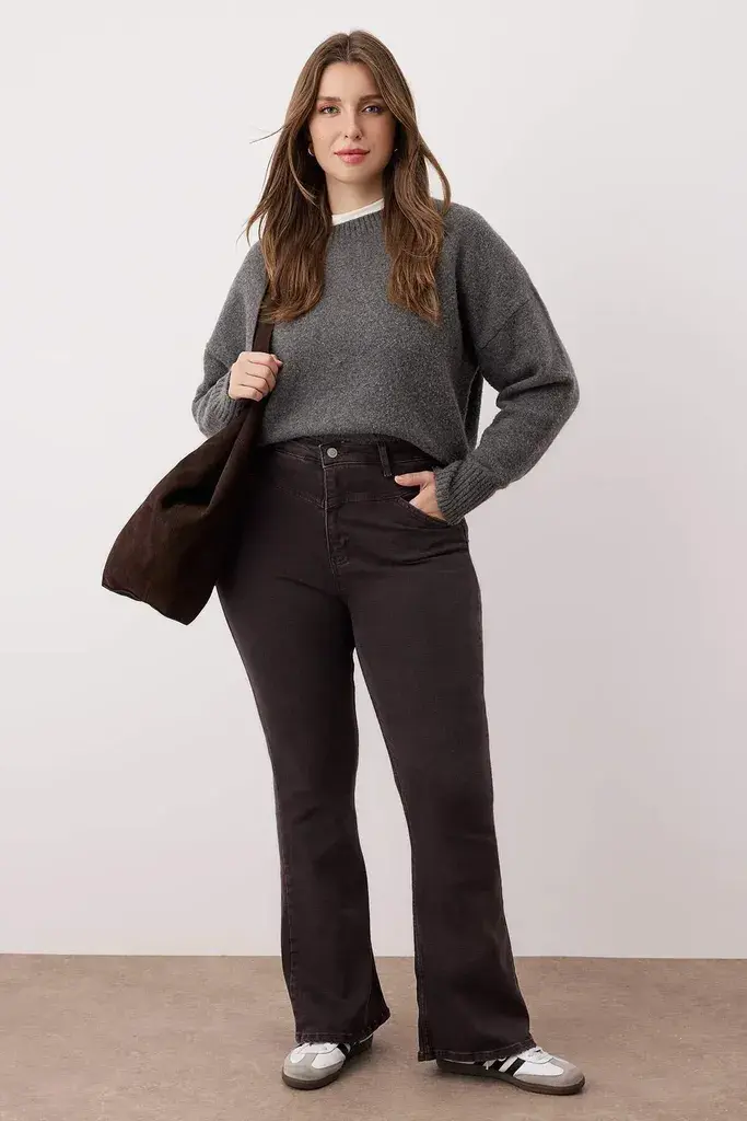 Trendyol Curve Ženske pantalone TBBSS24CJ00003, Braon