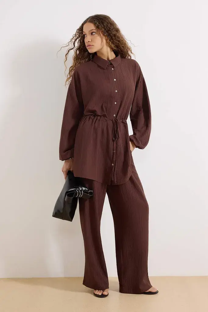 Trendyol Modest Ženski komplet Tctss25Us00046, Smeđi