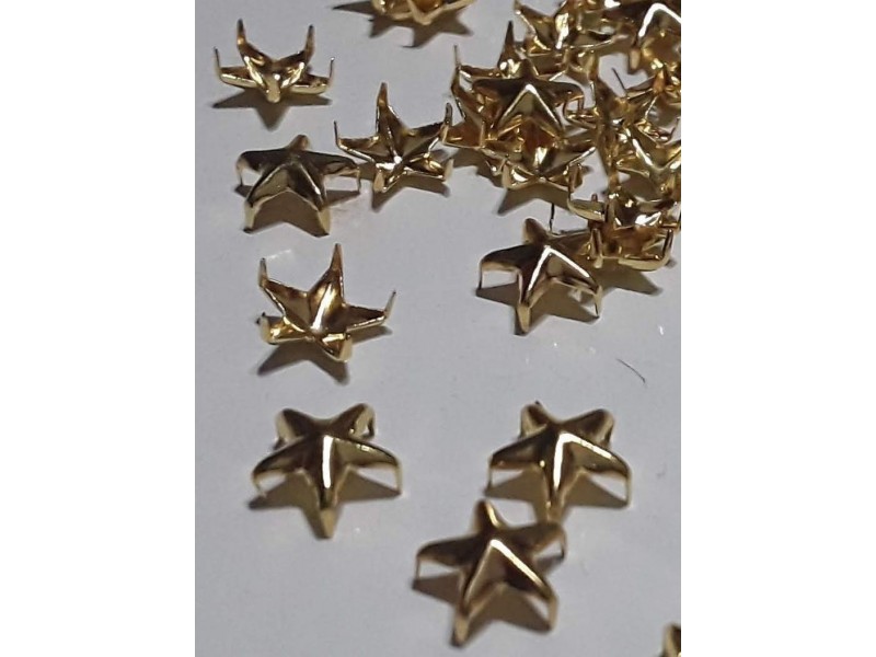 Metalne zvezdice za odeću – zlatne, set 10 komada