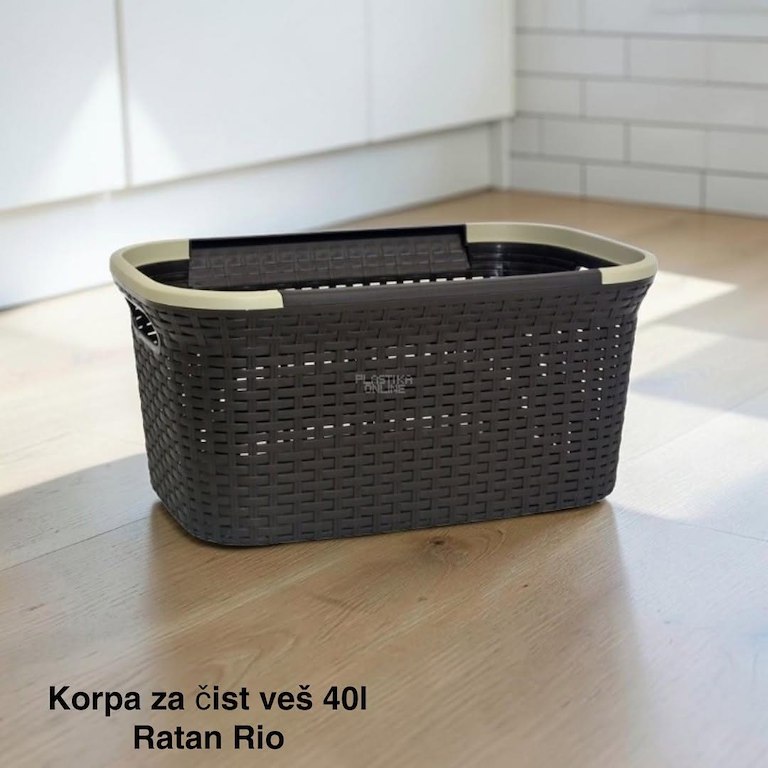 Korpa za čist veš 40L Ratan RIO braon