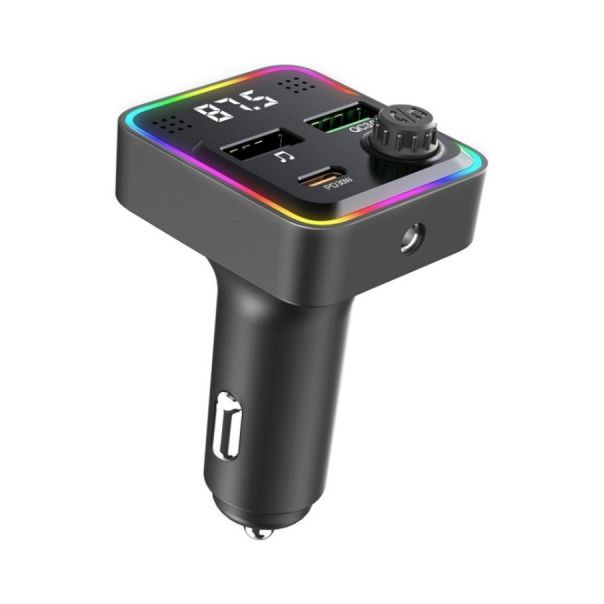 KETTZ FM Transmiter i Punjač Floyd – 2×USB QC3.0 + Type-C PD30W, LED