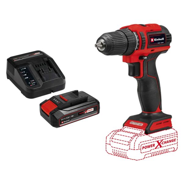 EINHELL Akumulatorska bušilica TE-CD 18/40 Li BL - Solo + Power-X-Change 18V 2,5Ah punjač i baterija