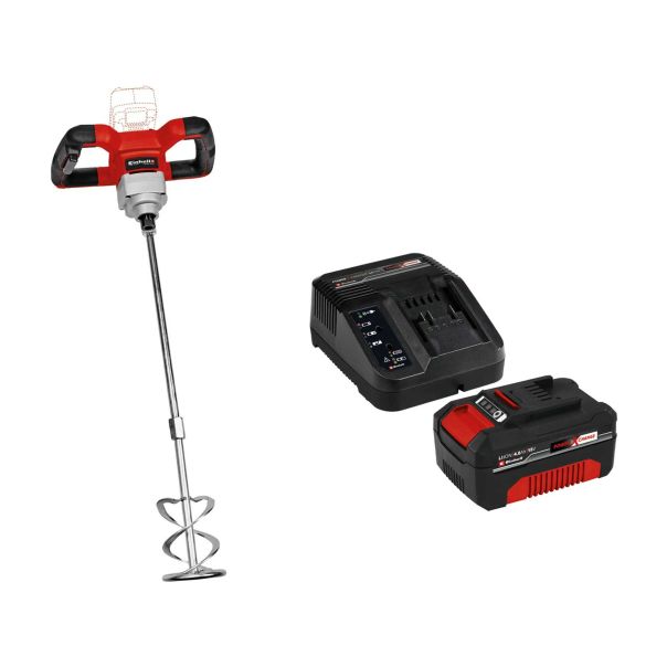 EINHELL Aku mešač za boju i malter + Power-X-Change 18V 4,0Ah punjač i baterija TE-MX 18 Li-Solo