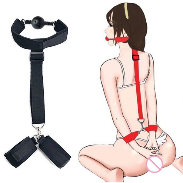 BDSM set – kugla za usta, lisice, set za vezivanje