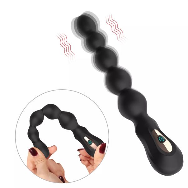Silikonski analni vibrator sa analnim kuglicama