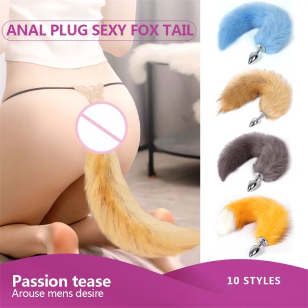 Analni butt plug sa lisičjim repom CRNA