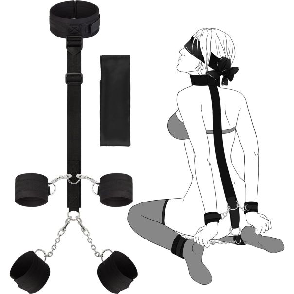 BDSM bondaž komplet – ogrlica, lisice, povez