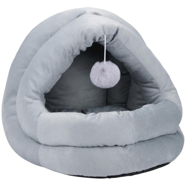 PET COMFORT Krevet za mačke sa visećom lopticom Sivi 42 × 40 × 38 cm