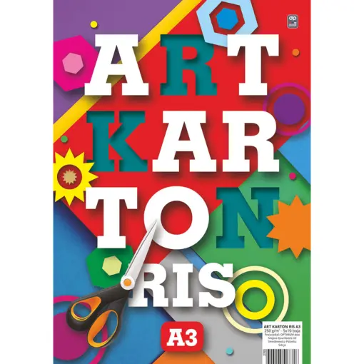 ART Karton papir A3 250gr/m2 5×10 boja, 50lista, Optimum