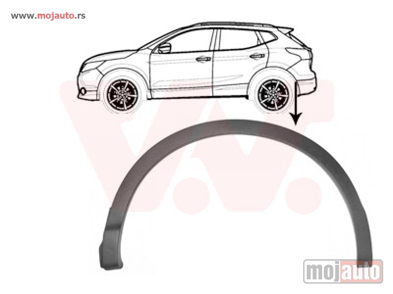 Nissan Qashqai Rub Zadnjeg Blatobrana Levi Plasticni 13-21, NOVO