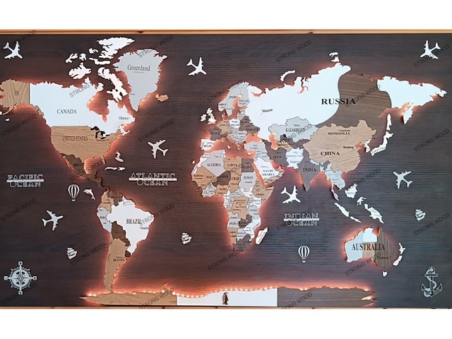LED mapa sveta 140x90 RGB Tuya