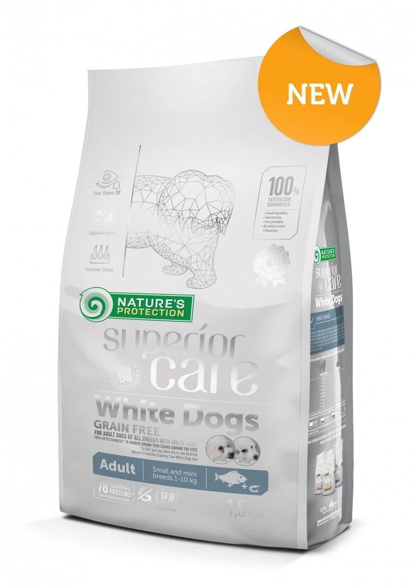 NATURE'S PROTECTION Superior Care GF Bela riba za male bele pse,1,5kg