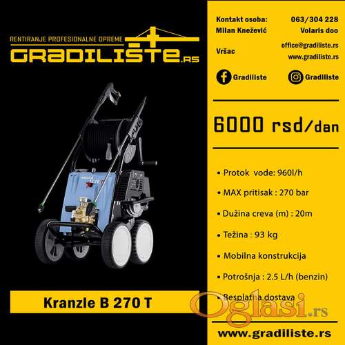 Kranzle B 270 T - Profesionalni perač, puromat 270 bar