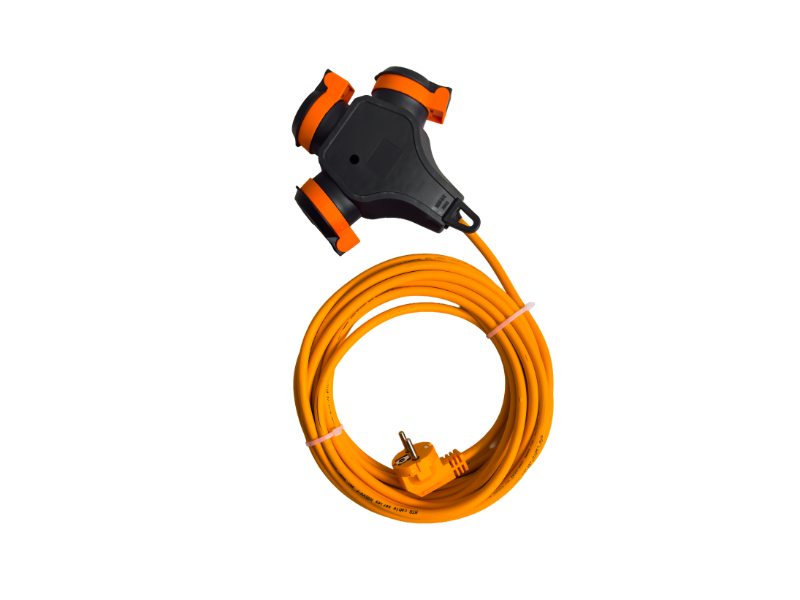 TROSTRUKA PRENOSNA PRIKLJUCNICA H05VV-F 3G1,5 20M ORANŽ