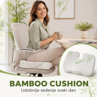 Bamboo Comfort ortopedski jastuk od memorijske pene za sedenje – podrška za leđa i trtičnu kost
