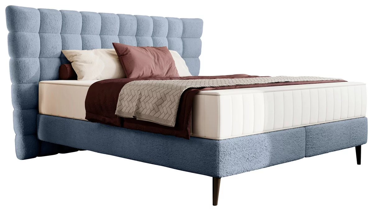 BOXSPRING KREVET 160/200 cm sivo-plava