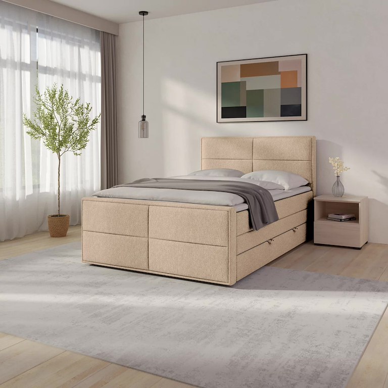BOXSPRING KREVET 140/200 cm prirodna boja