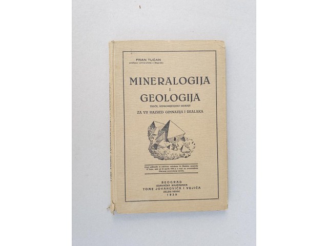 Mineralogija i geologija - Fran Tućan, 1939. god.