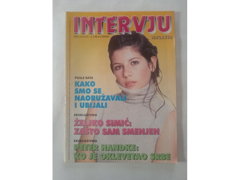 INTERVJU broj 374 od 19.1 do 2.2. 1996.