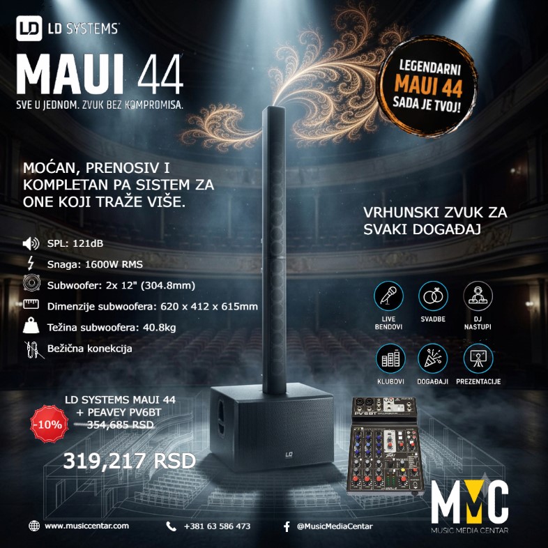 LD Systems MAUI 44 + Peavey PV6 BT mikseta