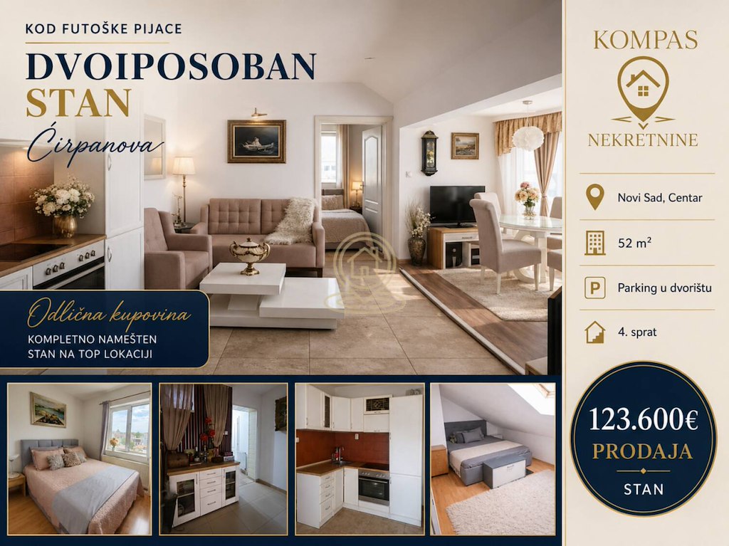Dvoiposoban stan, Novi Sad | Prodaja · 52m² · 123.600€