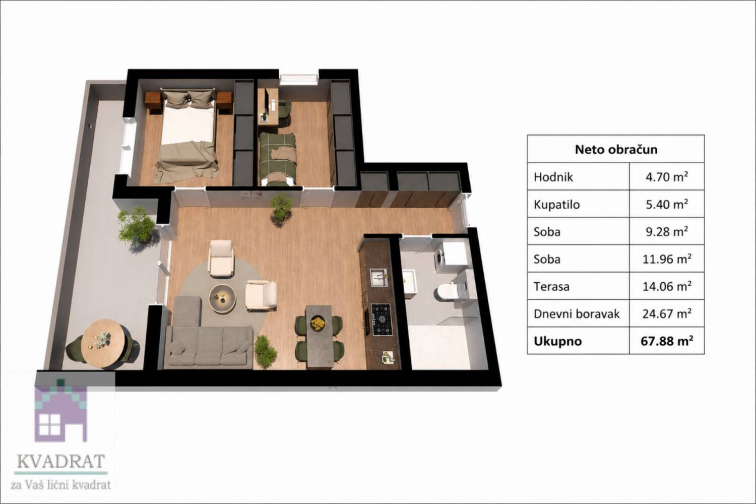 Trosoban stan, Vrbas | Prodaja · 67m² · 100.000€
