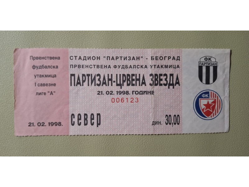 109. Večiti derbi Partizan - Crvena zvezda 21.02.1998.