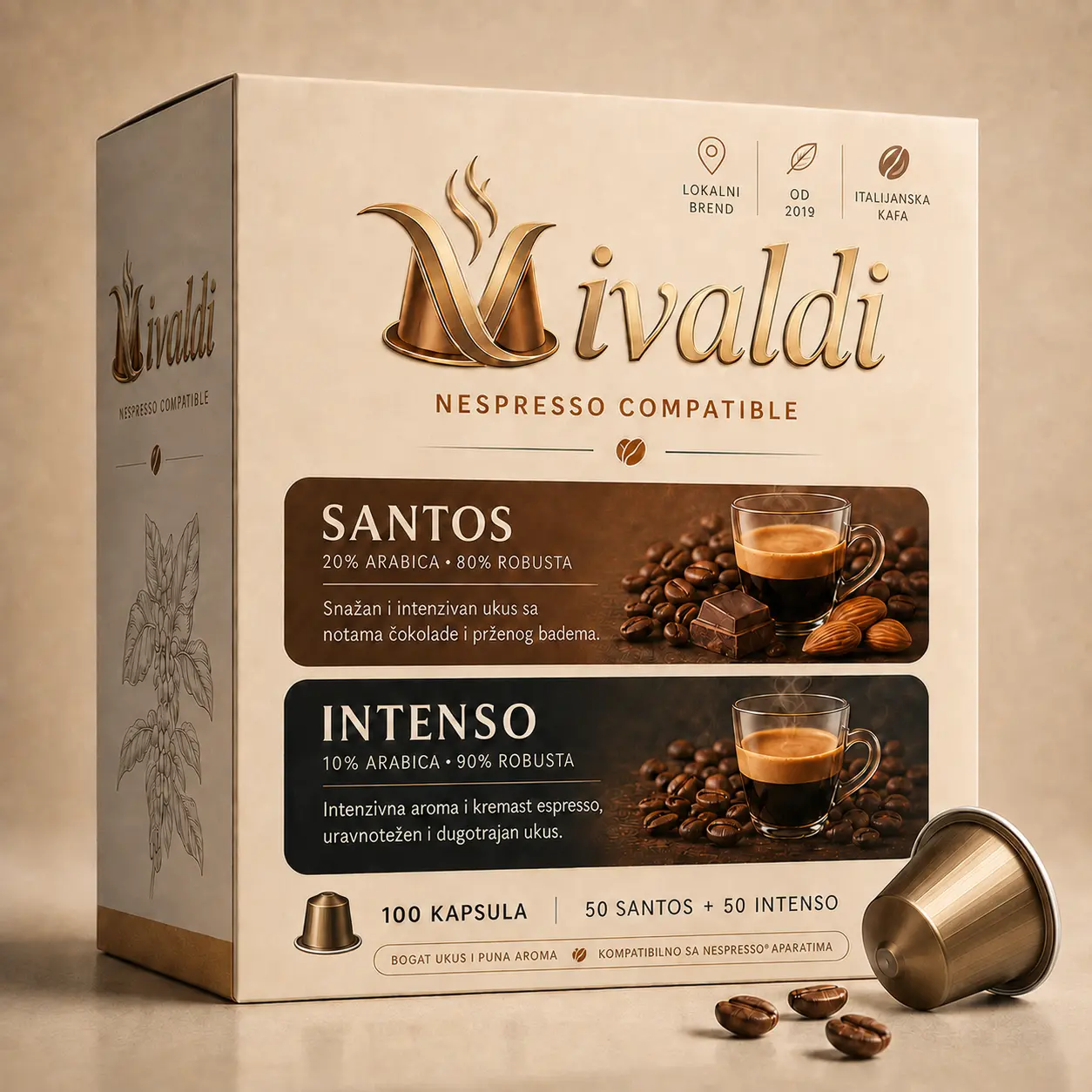 Vivaldi Nespresso kompatibilne kapsule MIX 100x