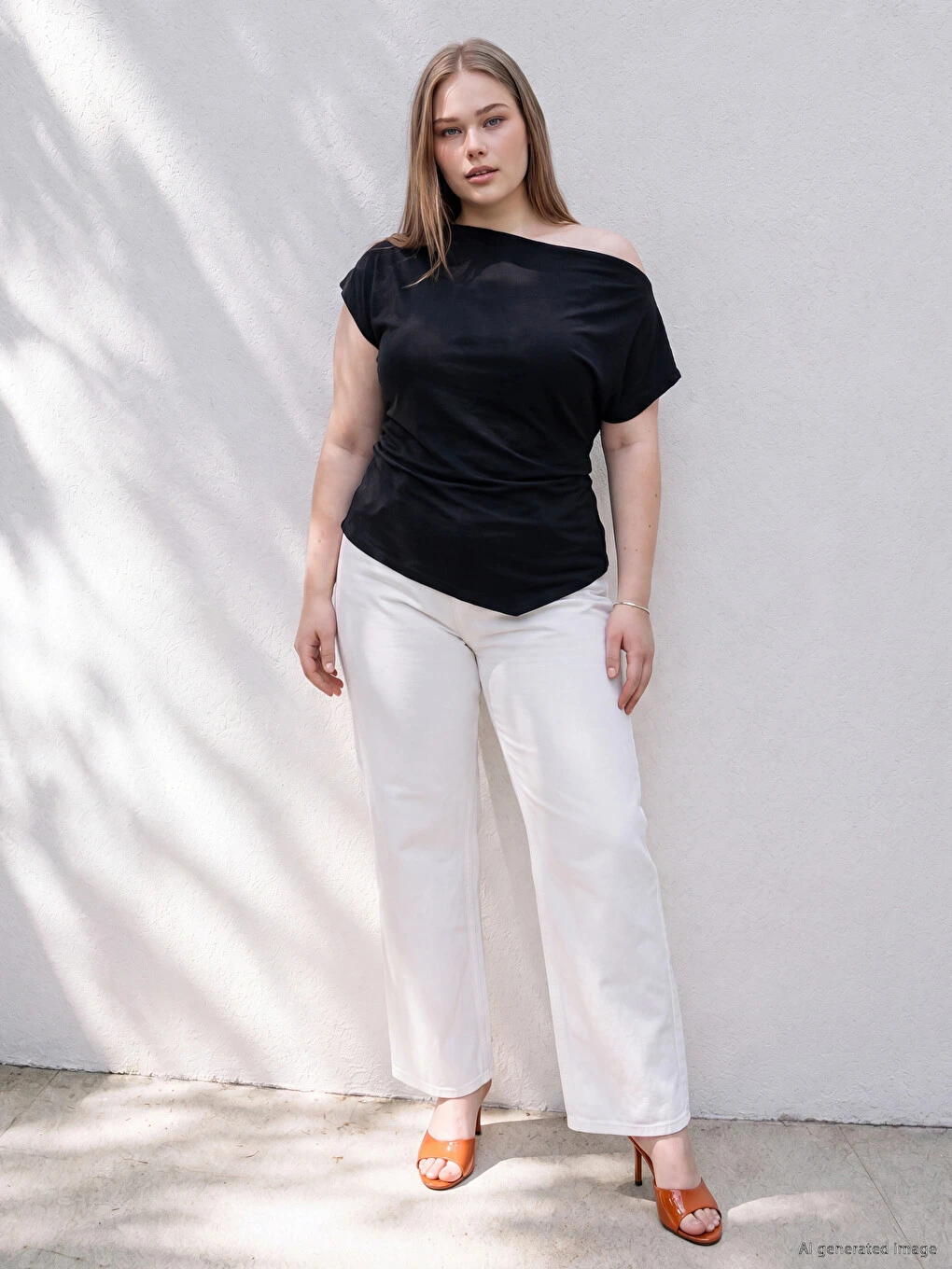 LCWAIKIKI Curve Bluza Sa Širokim Izrezom, Plus Size, Sa Elastičnim Naborima