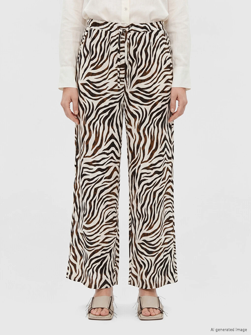 LCW Vision Ženske Pantalone Sa Elastičnim Strukom I Zebra Dezenom
