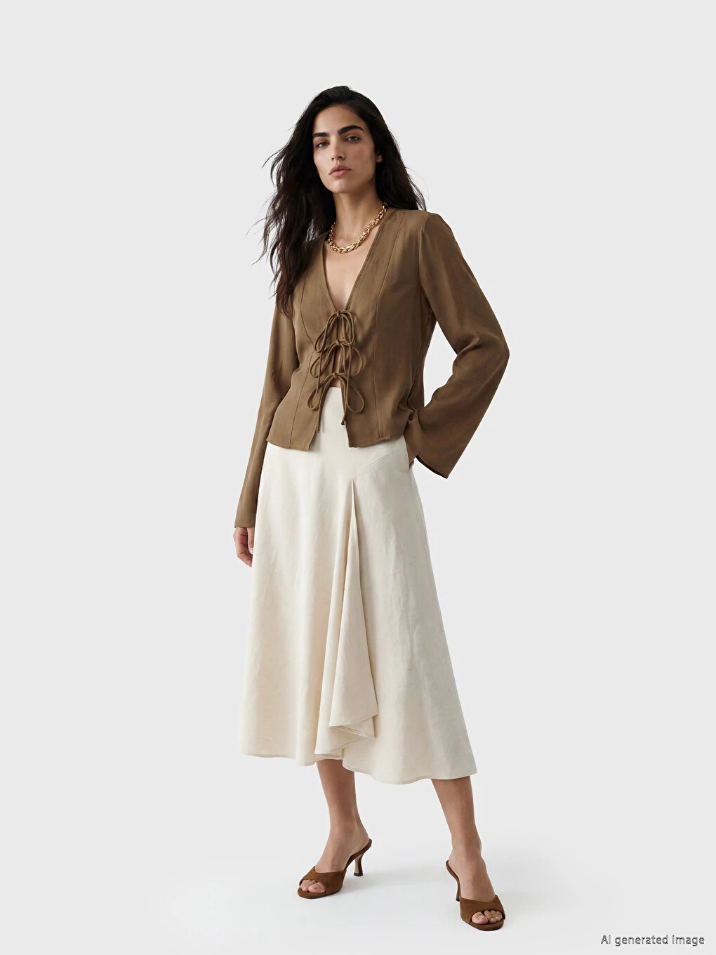 LCW Vision Bluza Sa V Izrezom I Detaljem Na Vezivanje