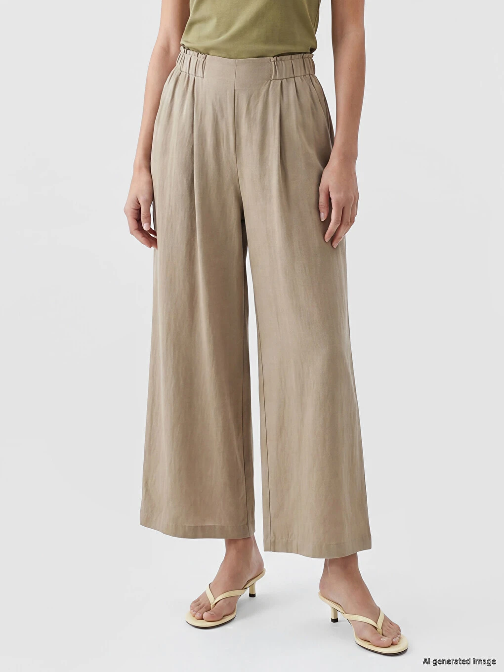 LCW EVERYDAY Ženske Pantalone Od Mešavine Lana Sa Elastičnim Strukom