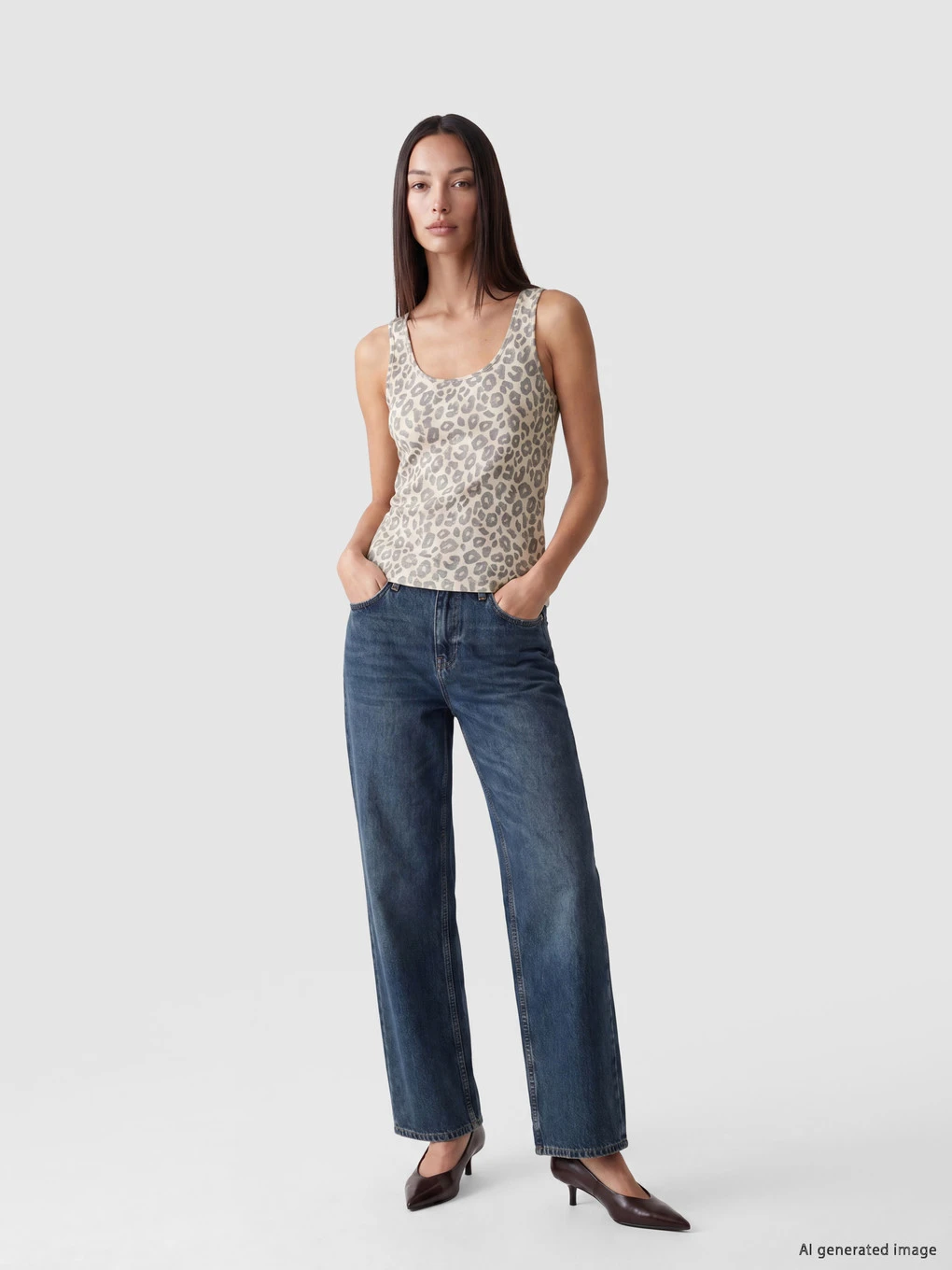 LCW EVERYDAY Leopard Print 100% Pamuk Ženska Top Majica