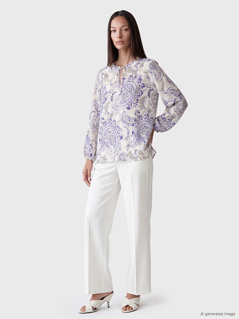 LCWAIKIKI Classic Cvetna Bluza Sa Detaljima Za Vezivanje
