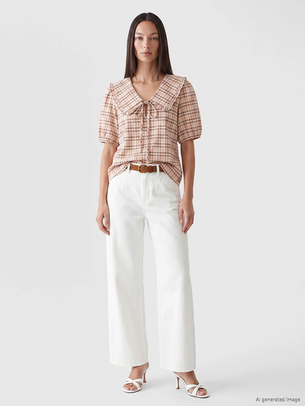 LCW EVERYDAY Peter Pan Kragna Karirana Bluza