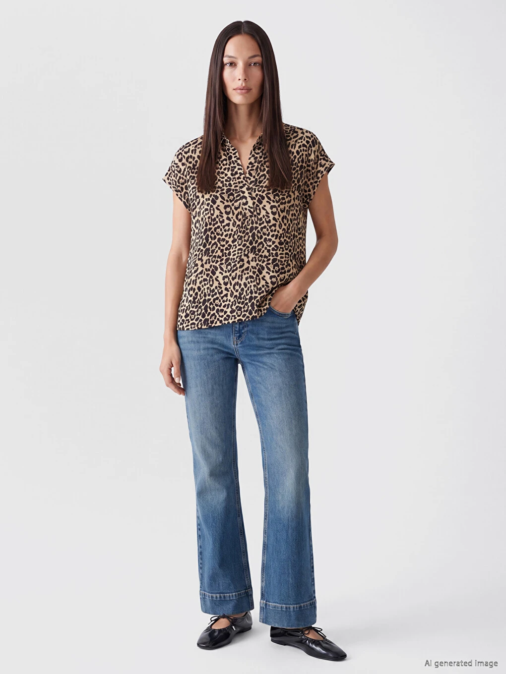 LCW STUDIO Bluza Sa Kragnom I Leopard Printom