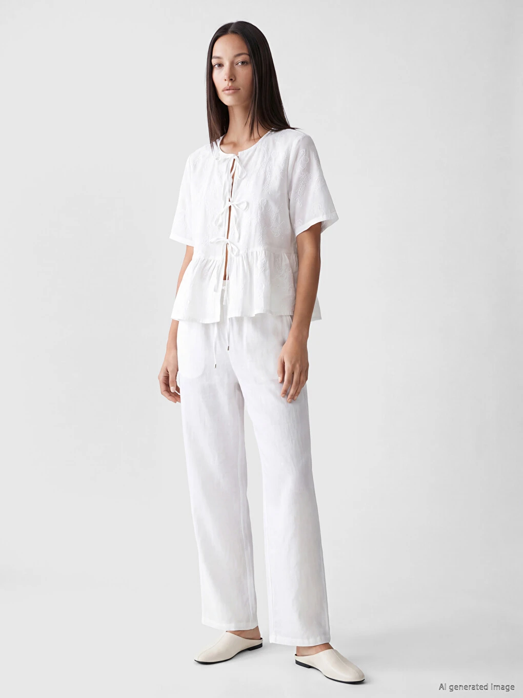 LCW EVERYDAY Bluza Sa Vezanom Kragnom, Vezom I Volanima
