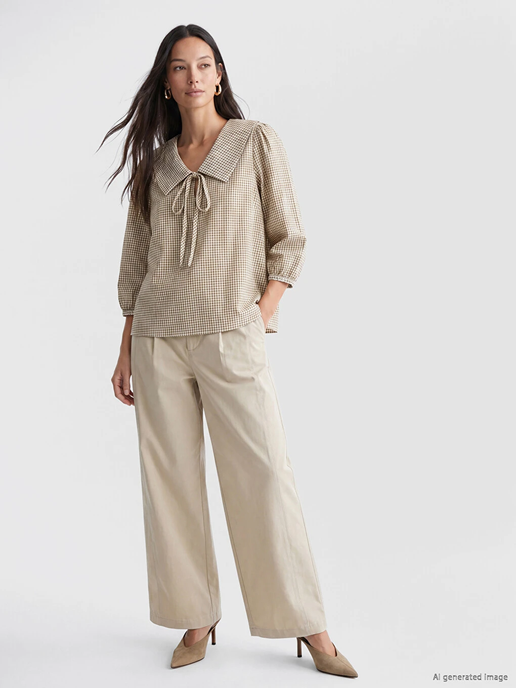 LCW EVERYDAY Peter Pan Kragna Karirana Bluza