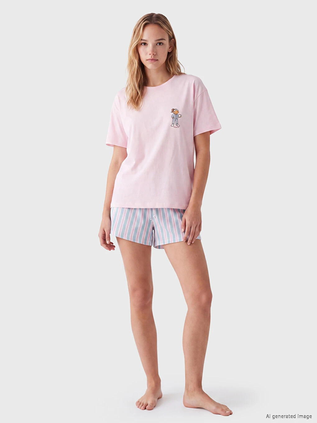 LCW DREAM Roze Kratka Pidžama Komplet Žena