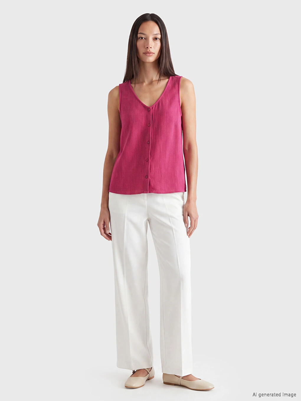 LCW EVERYDAY V Izrez Rebrasta Bluza