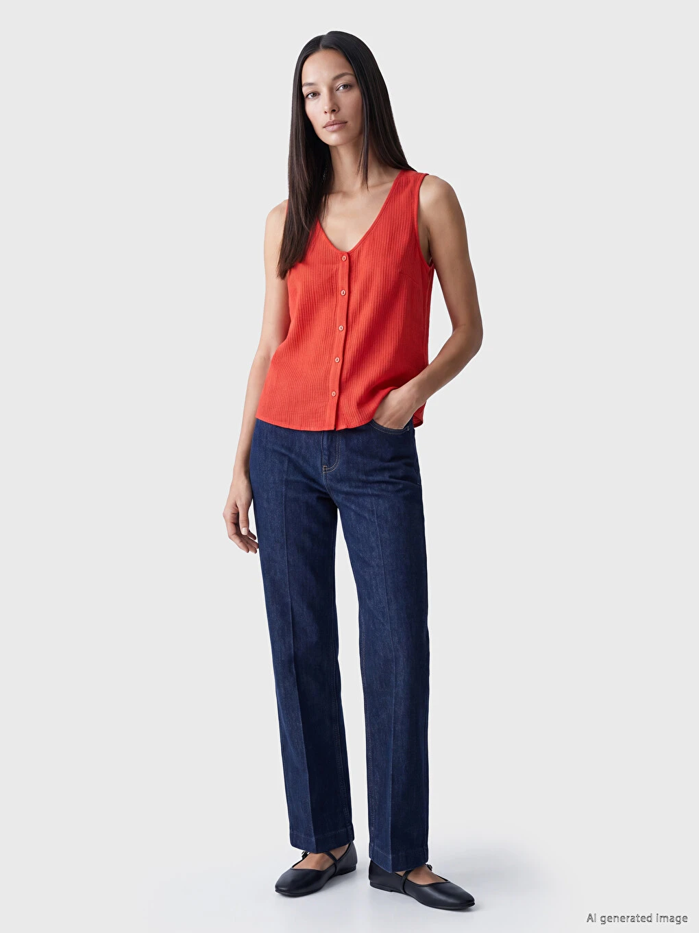 LCW EVERYDAY Rebrasta Bluza Sa V Izrezom