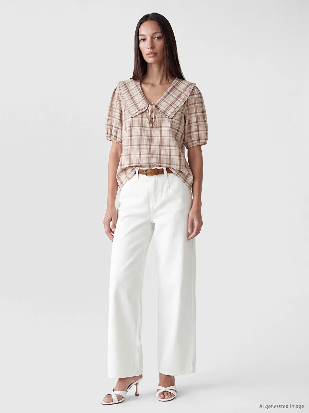 LCW EVERYDAY Peter Pan Kragna Karirana Bluza
