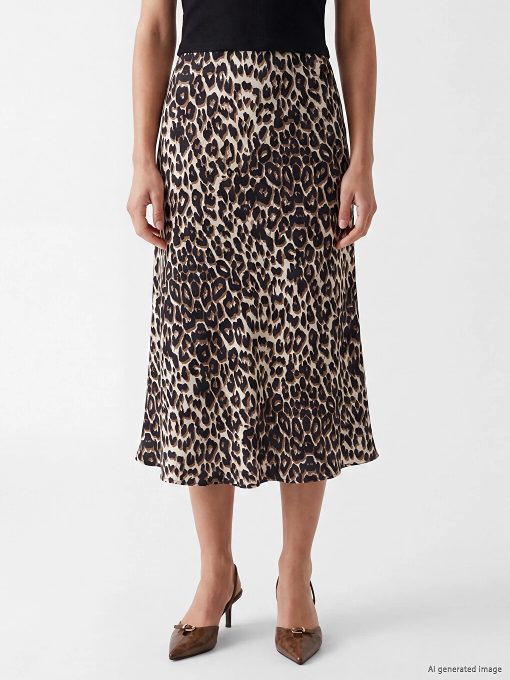LCW Vision Suknja Sa Visokim Strukom Sa Leopard Printom