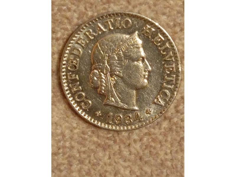 5 rappen 1934g. Svajcarska,lepa kovanica