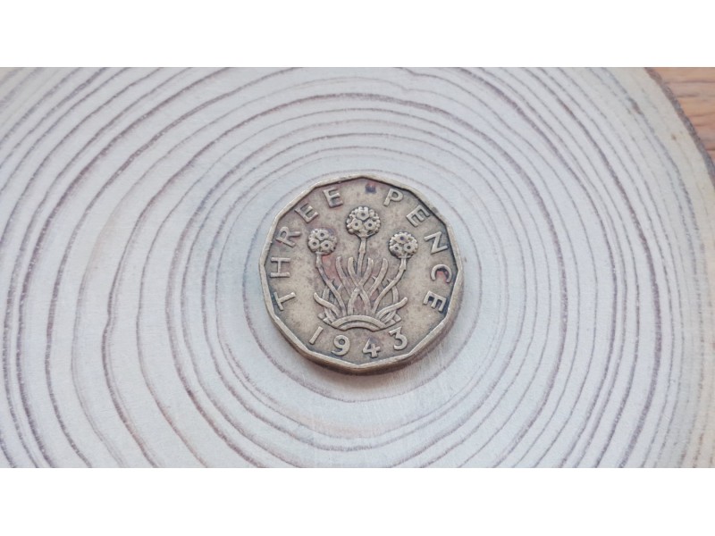 VELIKA BRITANIJA THREE PENCE 1943 GODINA