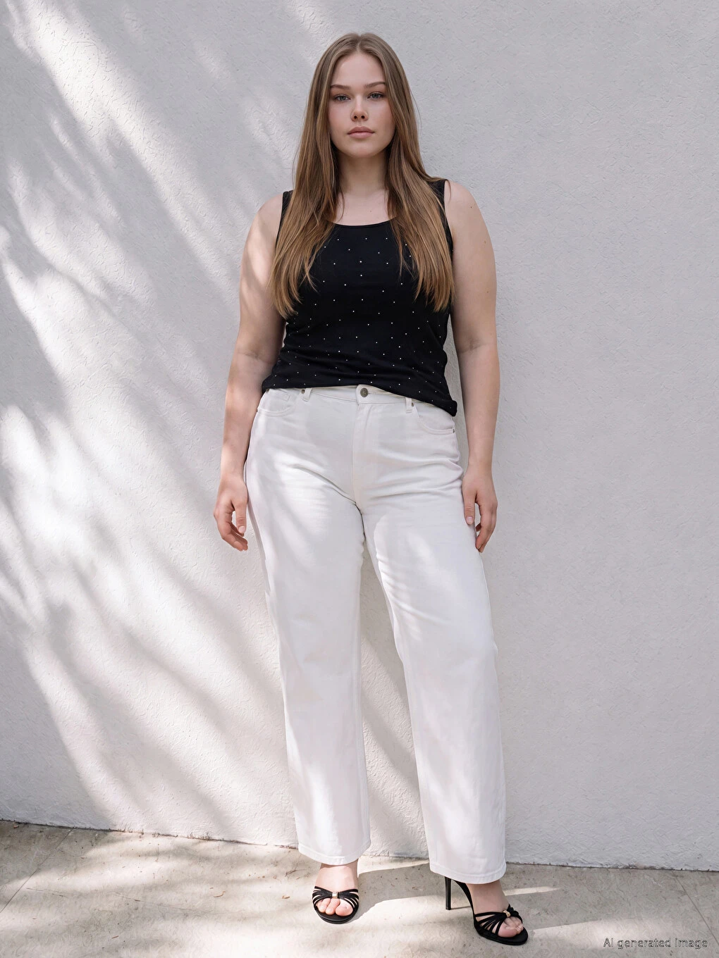 LCW Curve Plus Size Ženska Majica Na Bretele Ukrašena Cirkonima