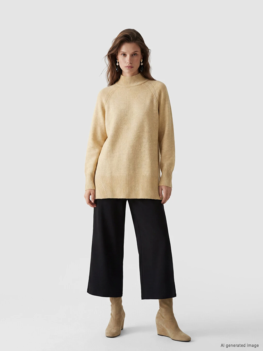 LCW Modest Ženska Pletena Tunika Sa Polurolkom, Oversize Kroja