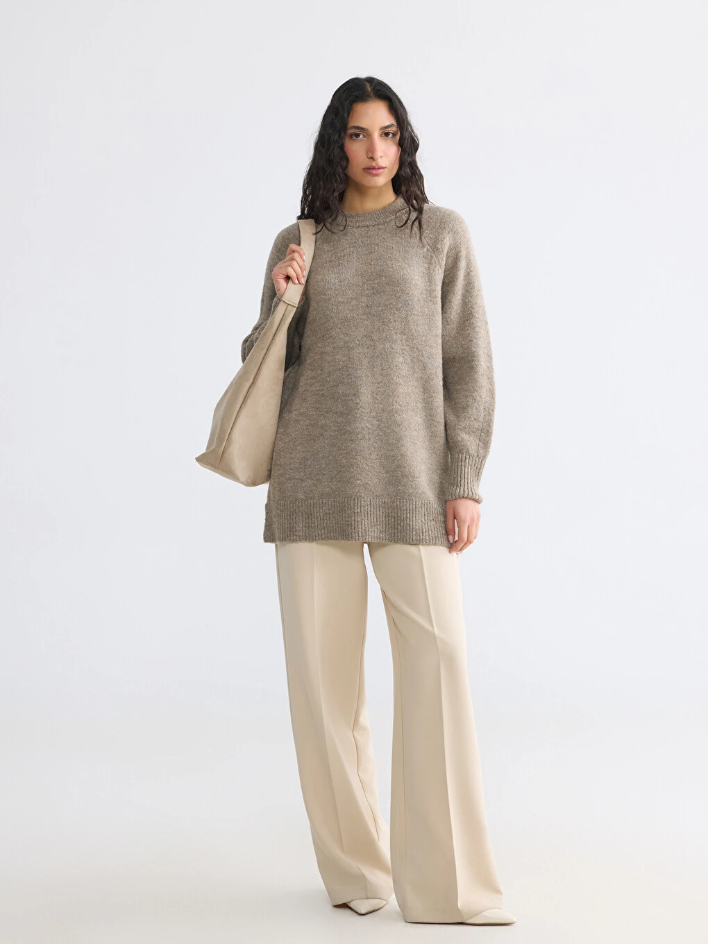 LCW Modest Ženska Pletena Tunika Sa Okruglim Izrezom, Oversize Kroja