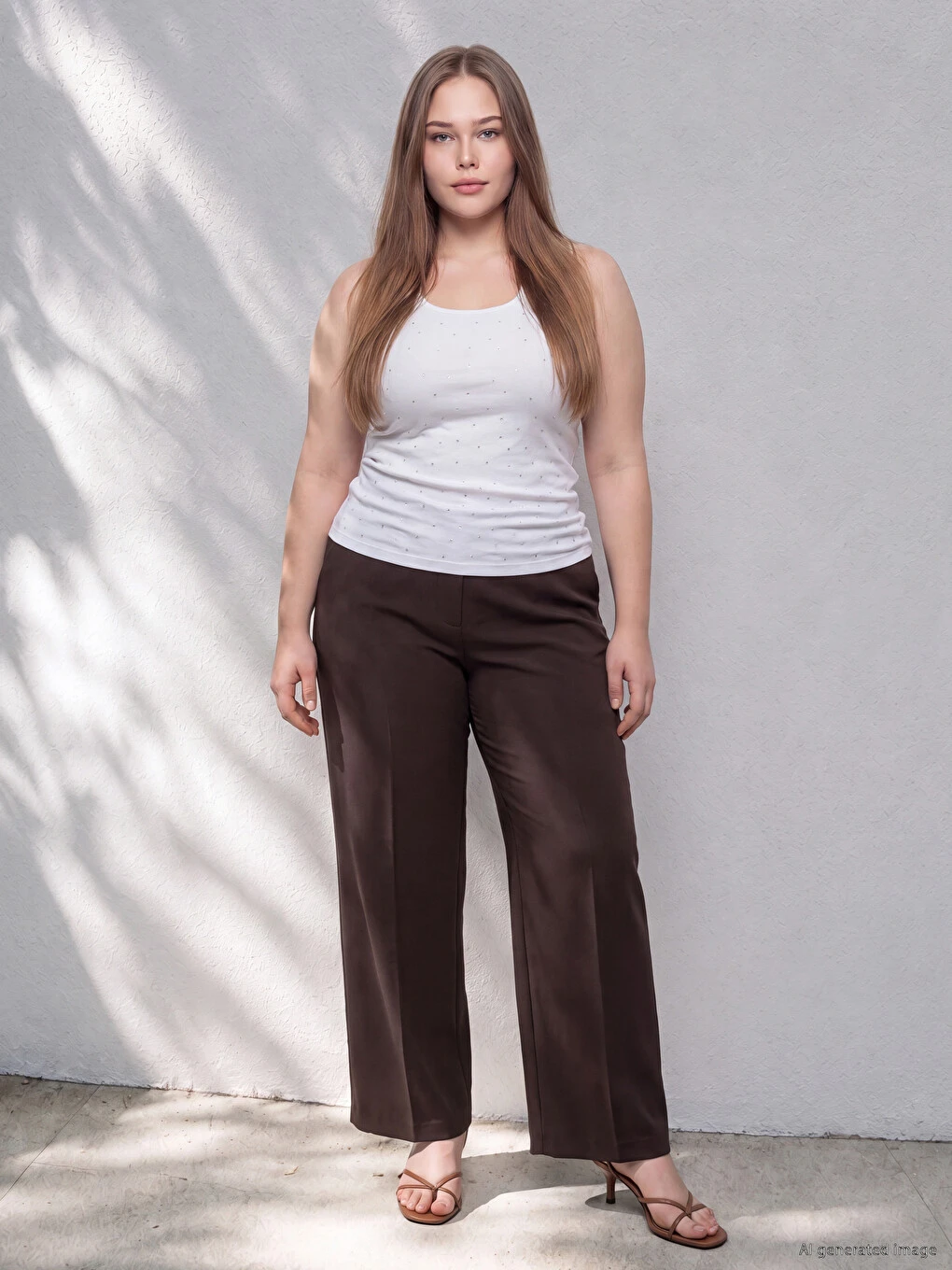 LCWAIKIKI Curve Plus Size Ženska Majica Na Bretele Ukrašena Cirkonima